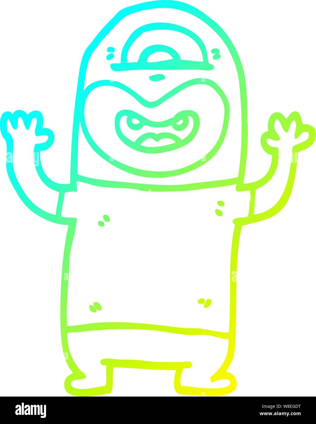 cold gradient line drawing of a cartoon alien monster Stock Vector ...