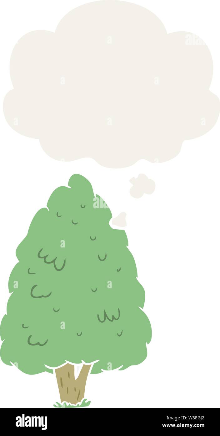 cartoon tall tree with thought bubble in retro style Stock Vector Image ...