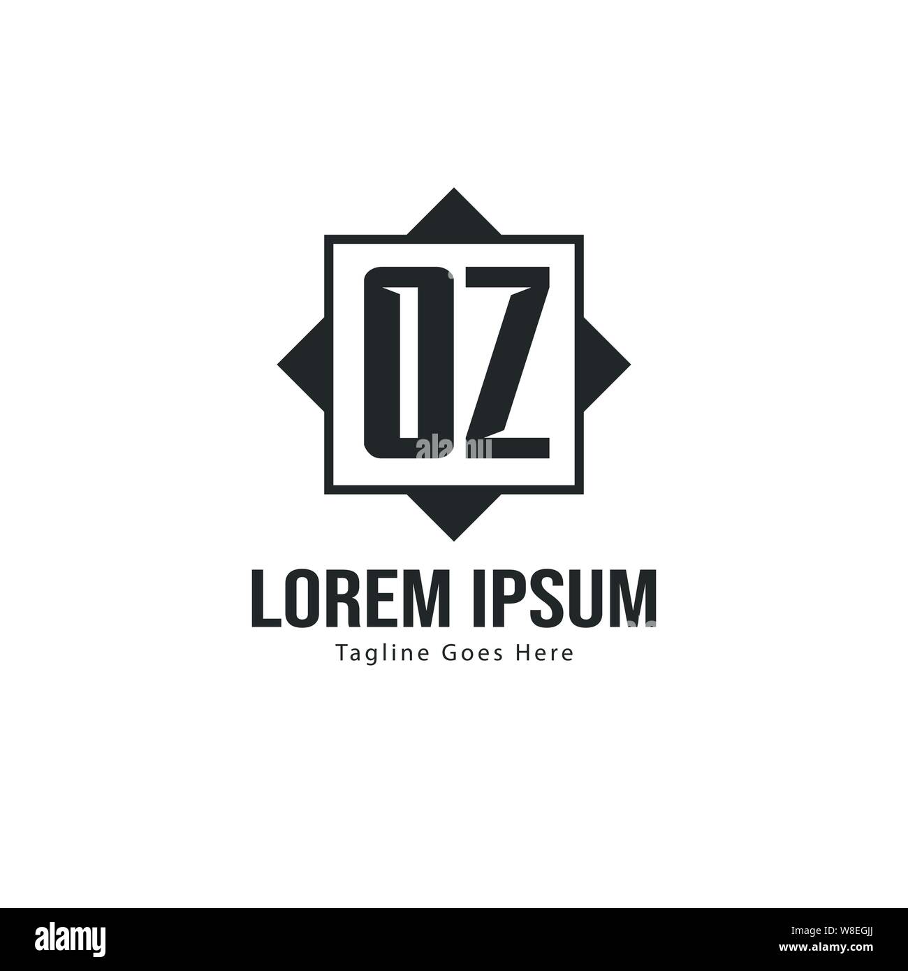Initial OZ logo template with modern frame. Minimalist OZ letter logo ...