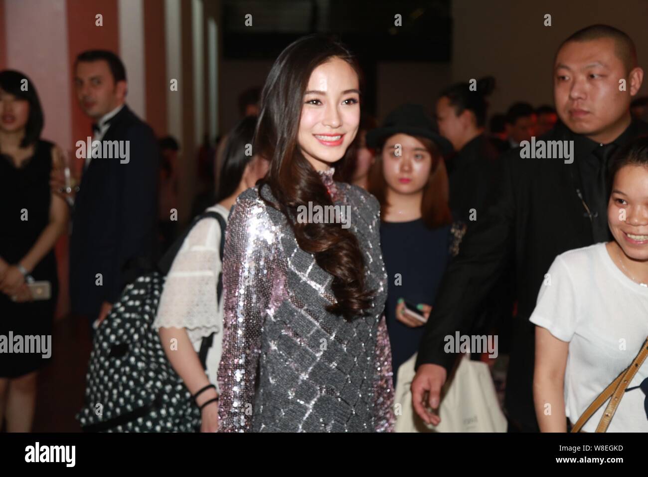 Hong Kong model and actress Angelababy arrives for an opening event for the Miss Dior Exhibition ...