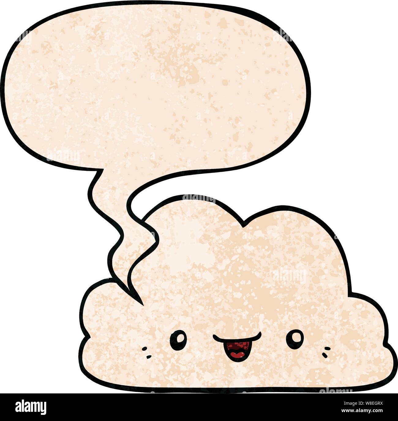 cute cartoon cloud with speech bubble in retro texture style Stock ...