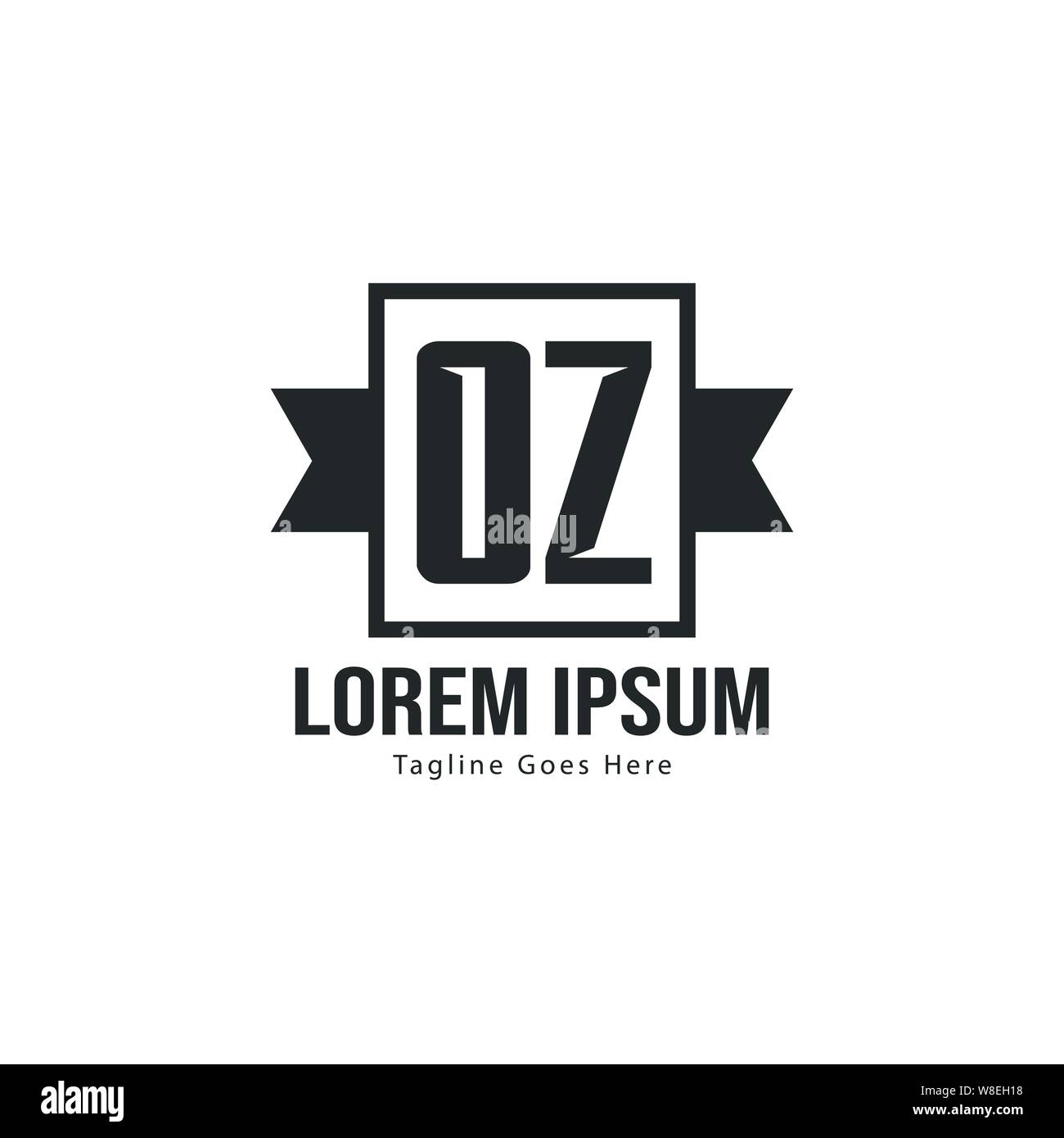 Initial OZ logo template with modern frame. Minimalist OZ letter logo ...