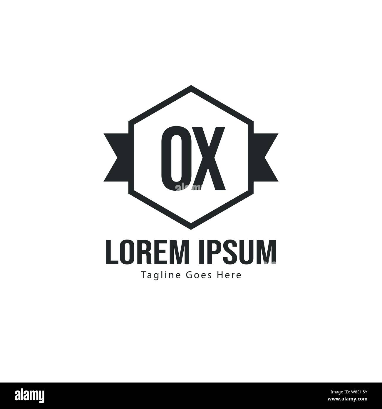 Initial OX logo template with modern frame. Minimalist OX letter logo ...