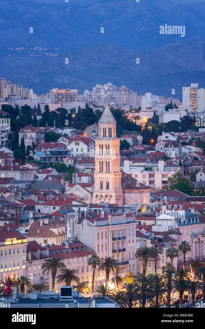 Panoramic View of beautiful Split at Night, Croatia Stock Photo - Alamy