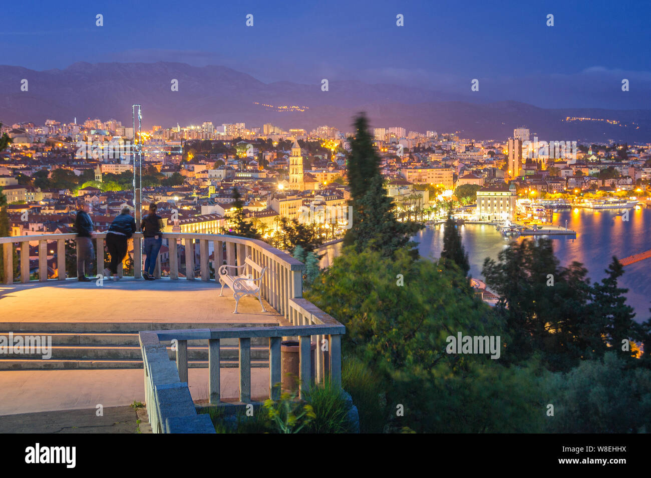 Panoramic View of beautiful Split at Night, Croatia Stock Photo - Alamy