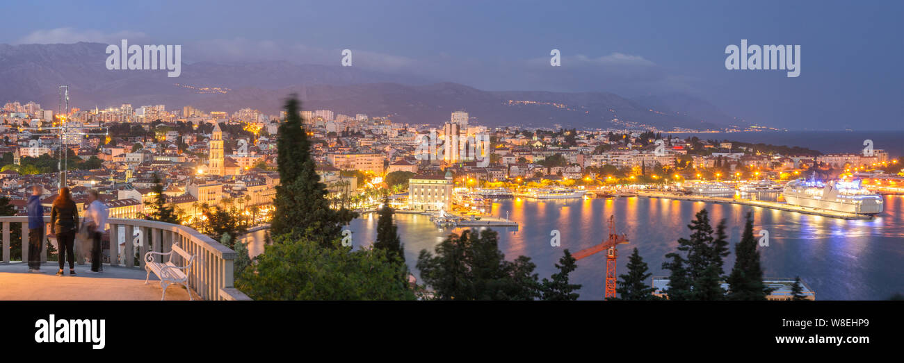 Panoramic View of beautiful Split at Night, Croatia Stock Photo - Alamy