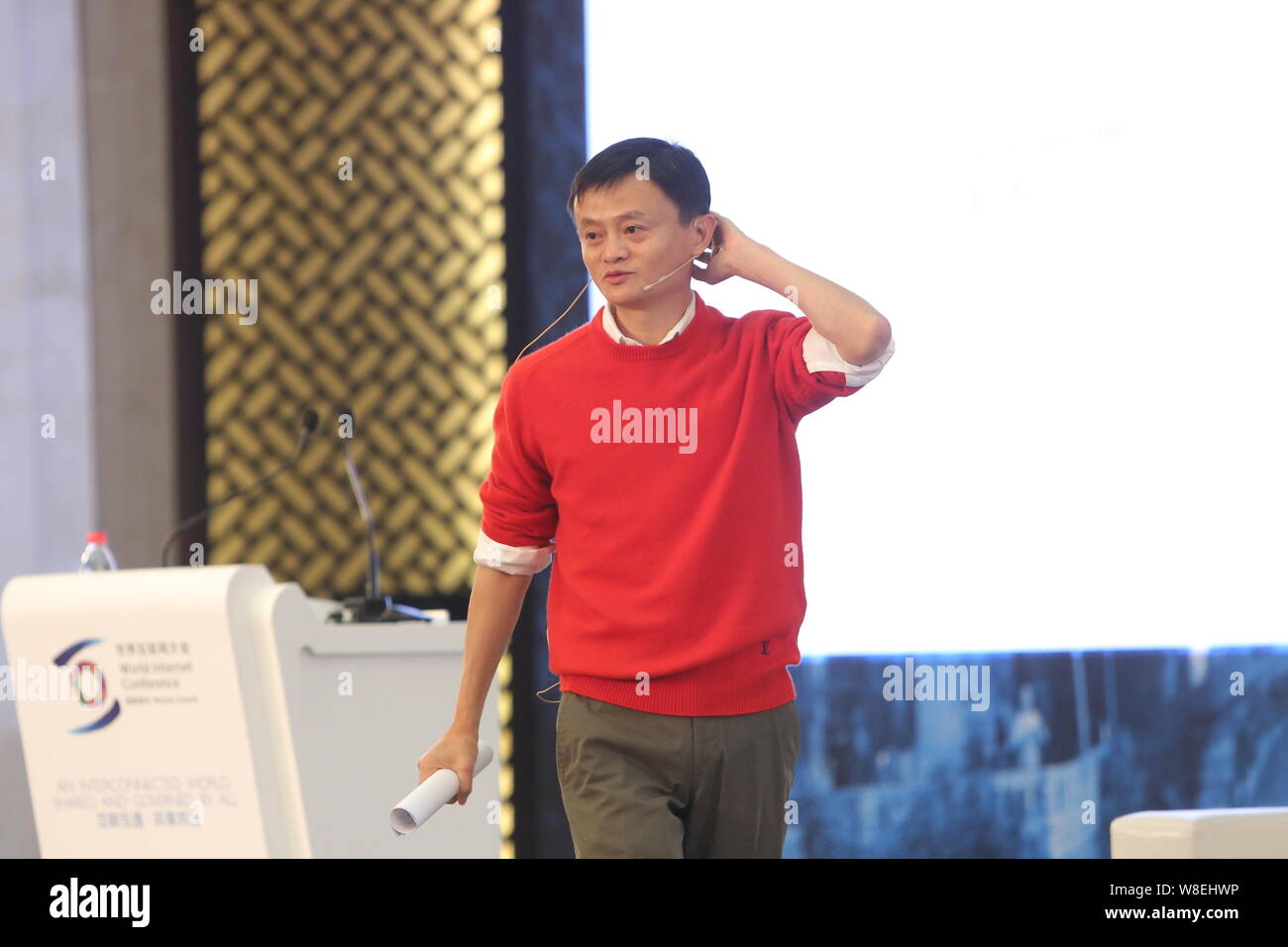 --FILE--Jack Ma Yun, Chairman of Alibaba Group, delivers a speech at ...