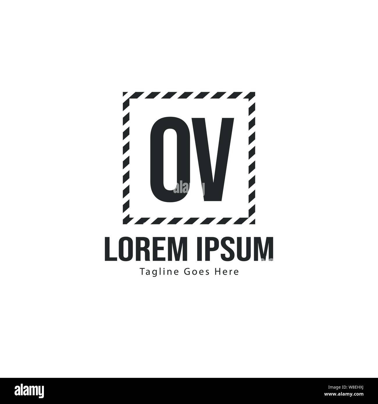 Initial OV logo template with modern frame. Minimalist OV letter logo ...