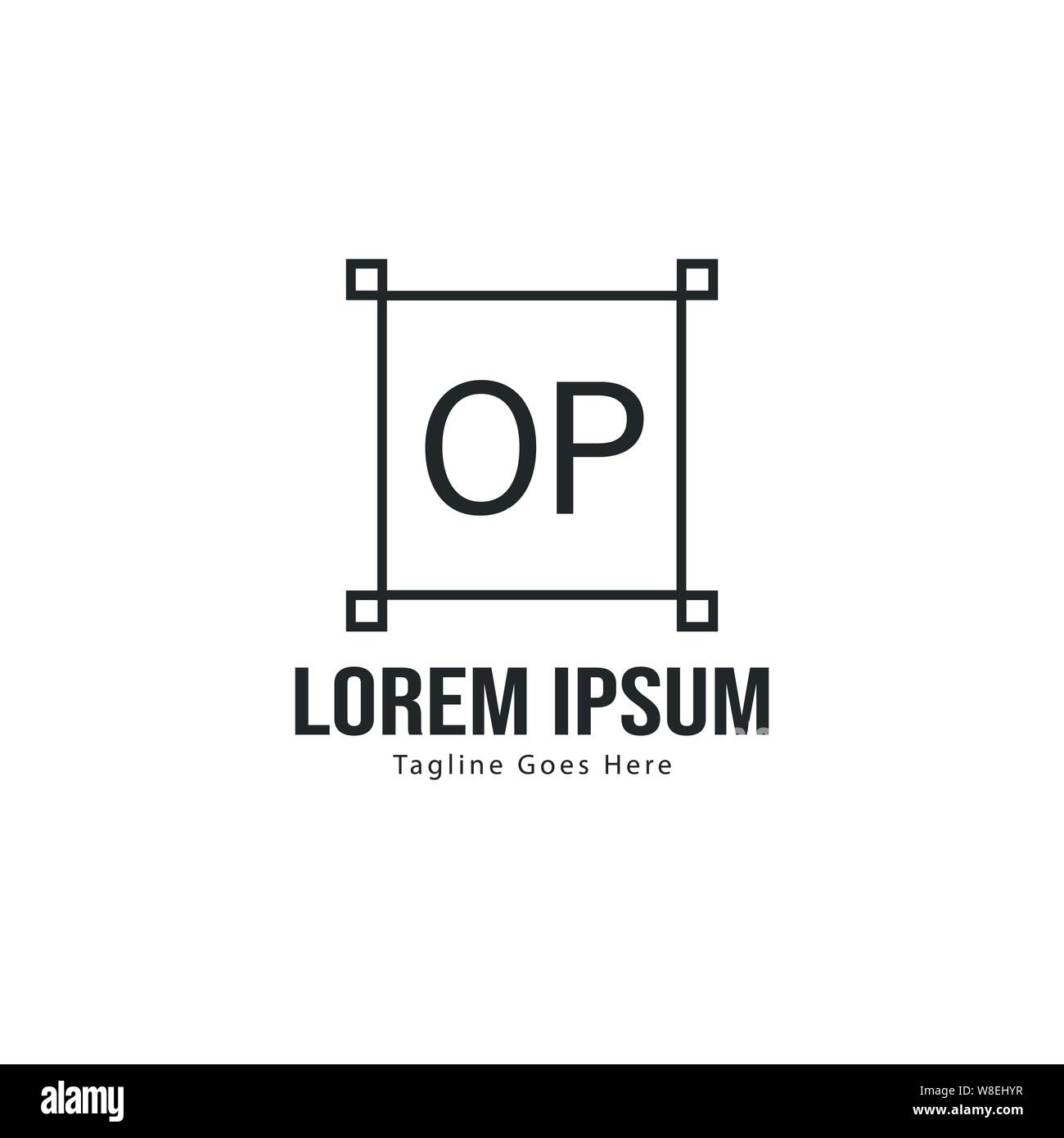 Initial OP logo template with modern frame. Minimalist OP letter logo ...