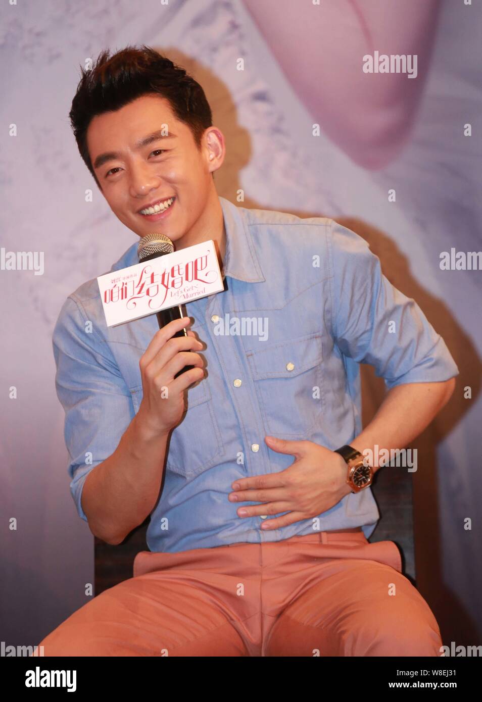 Chinese actor Zheng Kai attends a press conference for his new movie ...