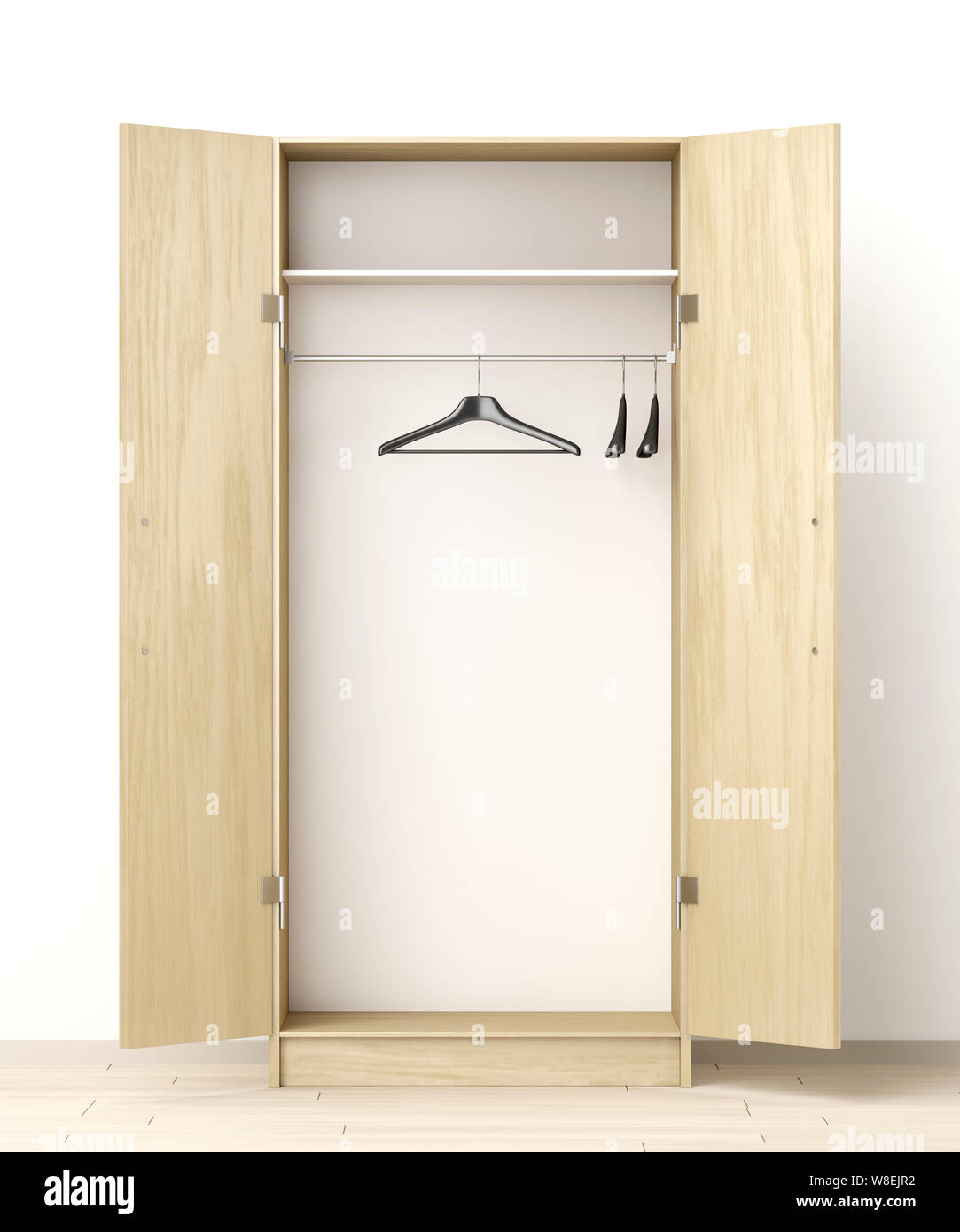 Front view of empty wardrobe in the room Stock Photo - Alamy