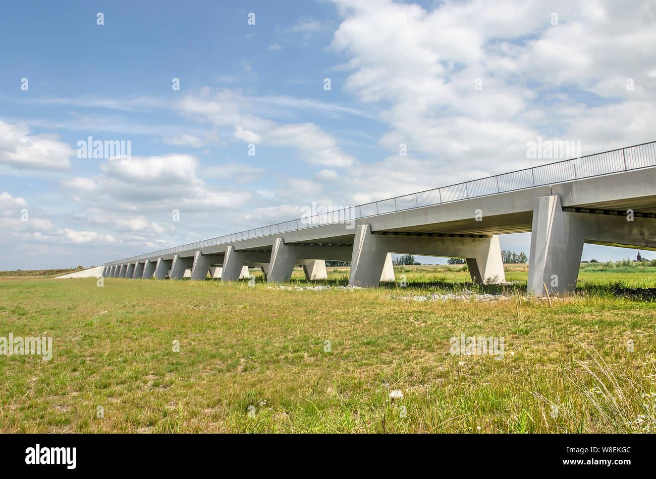 Kampen, The Netherlands, July 29, 2019: new concrete bridge crossing ...
