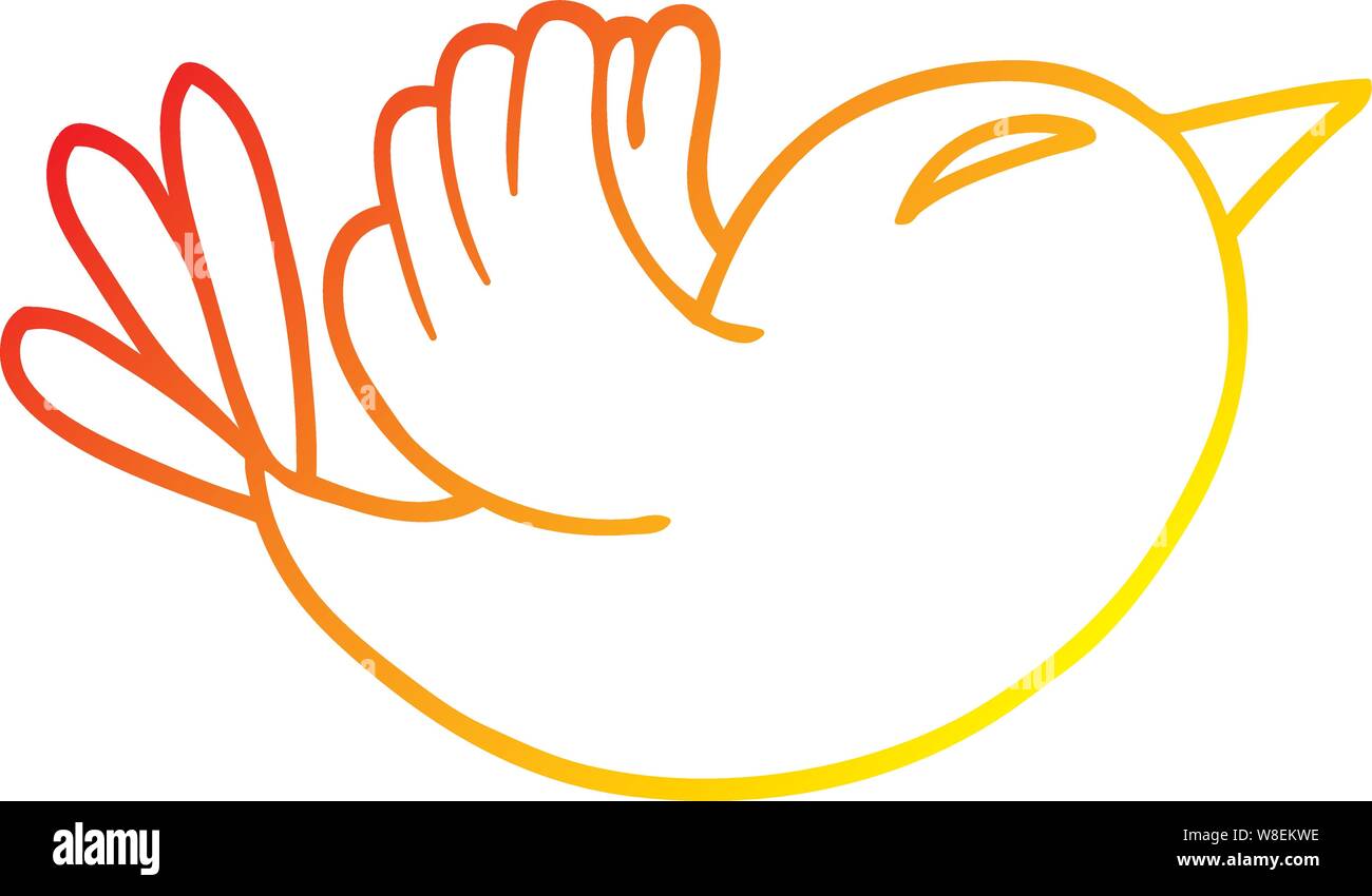 warm gradient line drawing of a cartoon bluebird Stock Vector Image ...