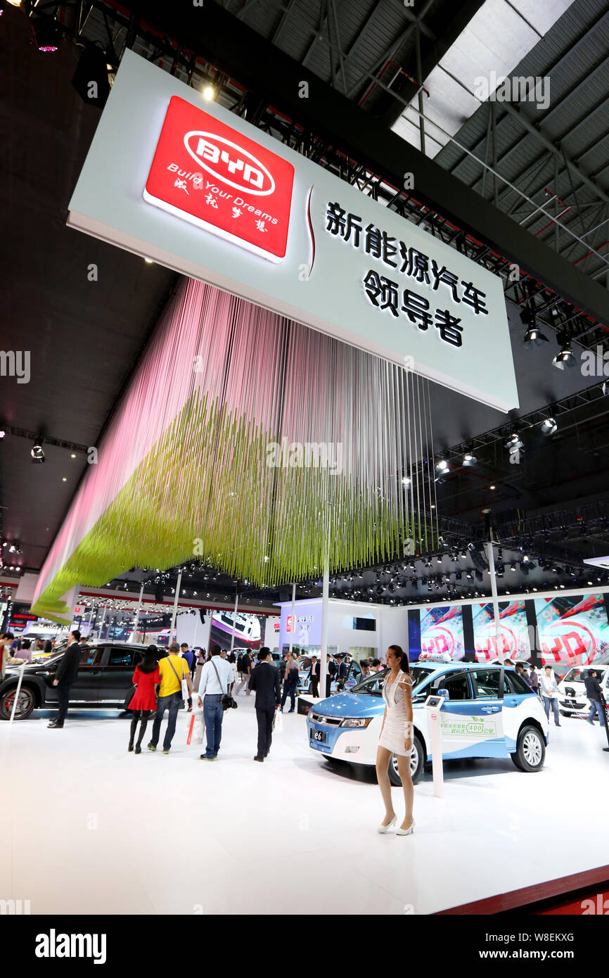 --FILE--People visit the stand of BYD during the 16th Shanghai ...