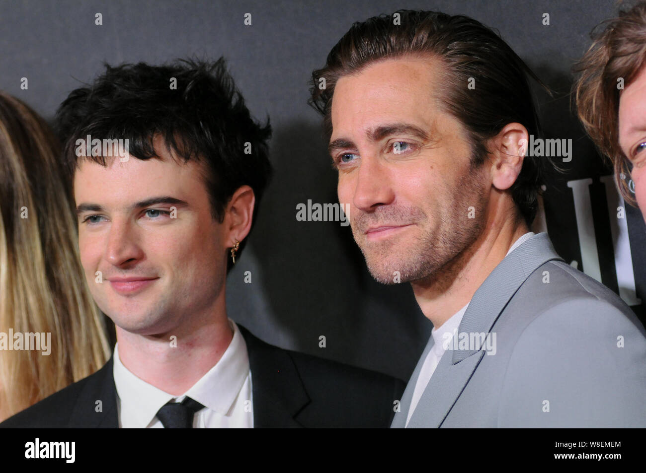 Tom Sturridge (L) and Jake Gyllenhaal attend the "Sea Wall / A Life ...