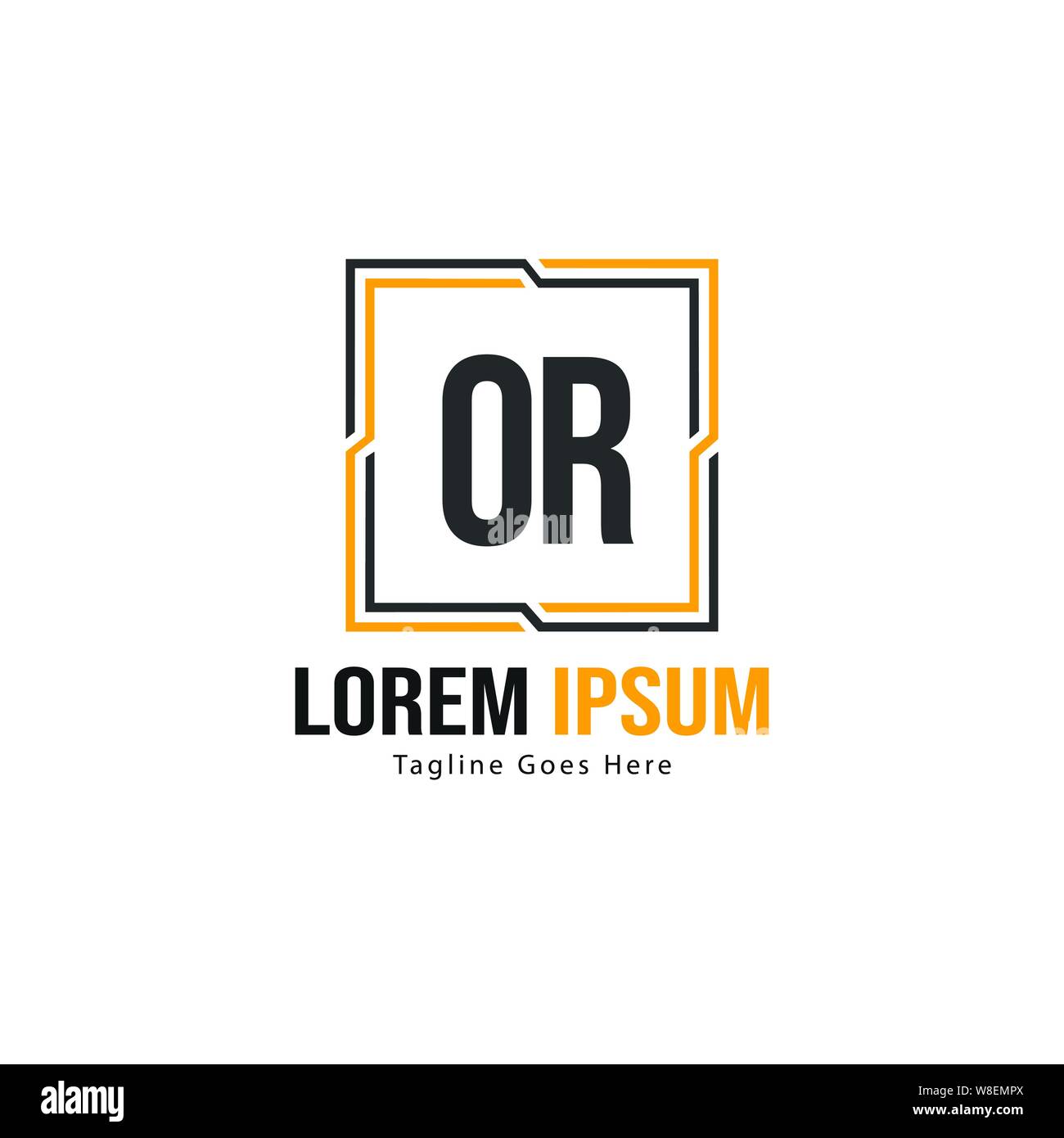 Initial OR logo template with modern frame. Minimalist OR letter logo ...