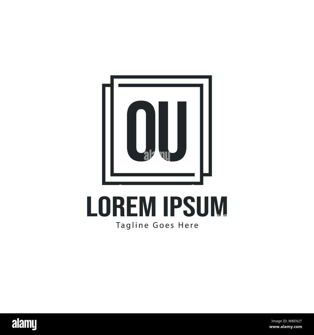 Initial OU logo template with modern frame. Minimalist OU letter logo ...