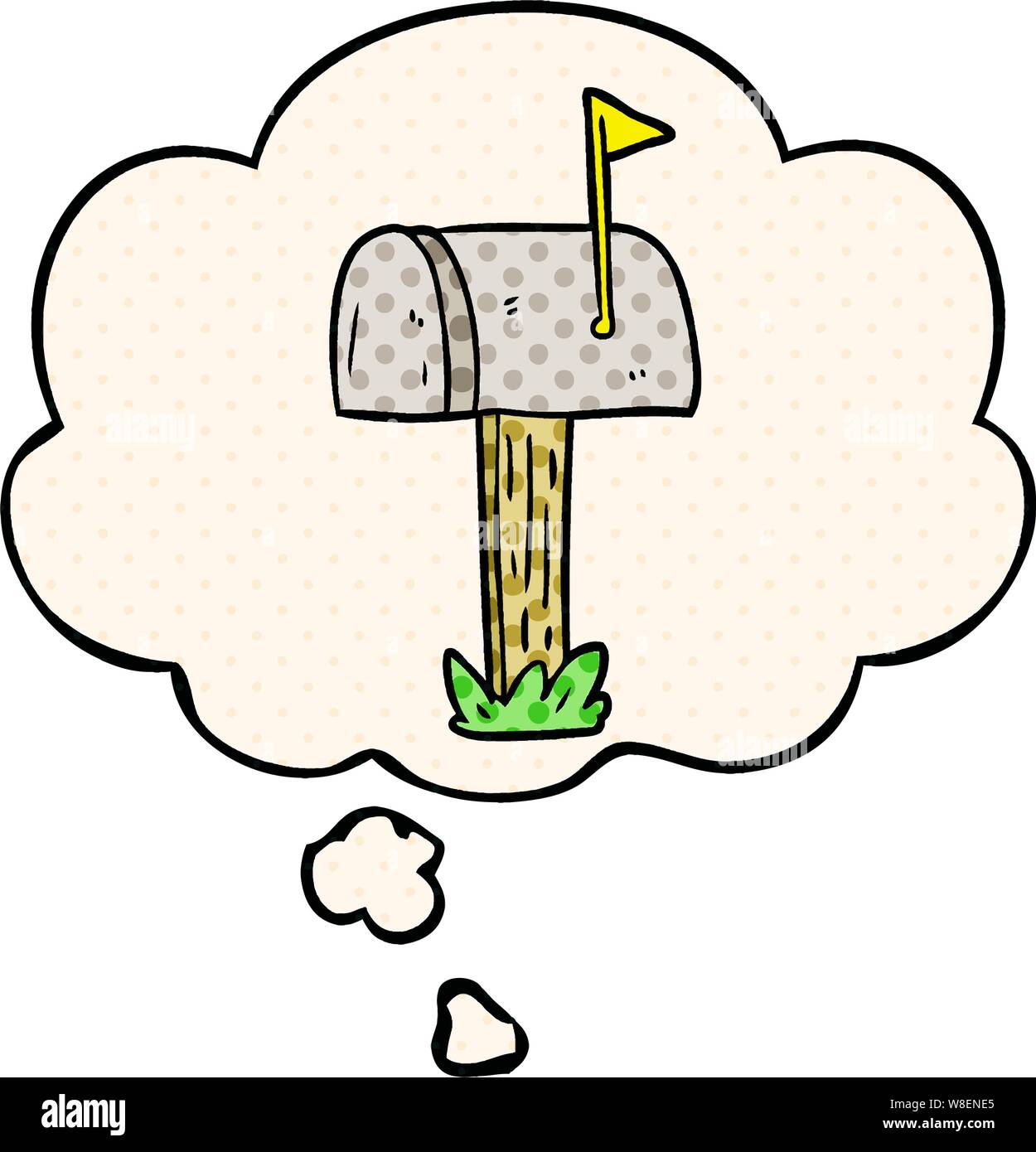 cartoon mailbox with thought bubble in comic book style Stock Vector ...