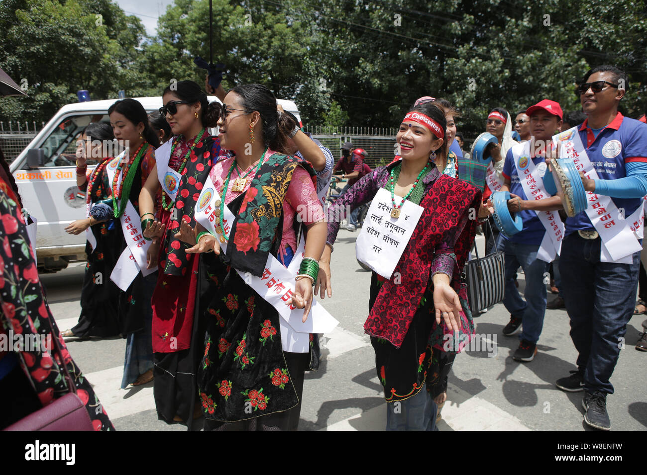 Nepalese indigenous women dressed in traditional attires during the ...