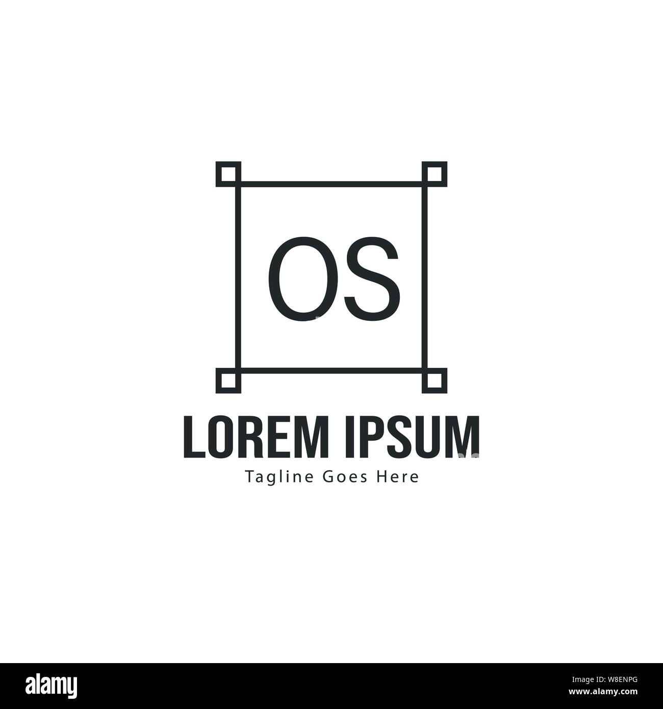 Initial OS logo template with modern frame. Minimalist OS letter logo ...