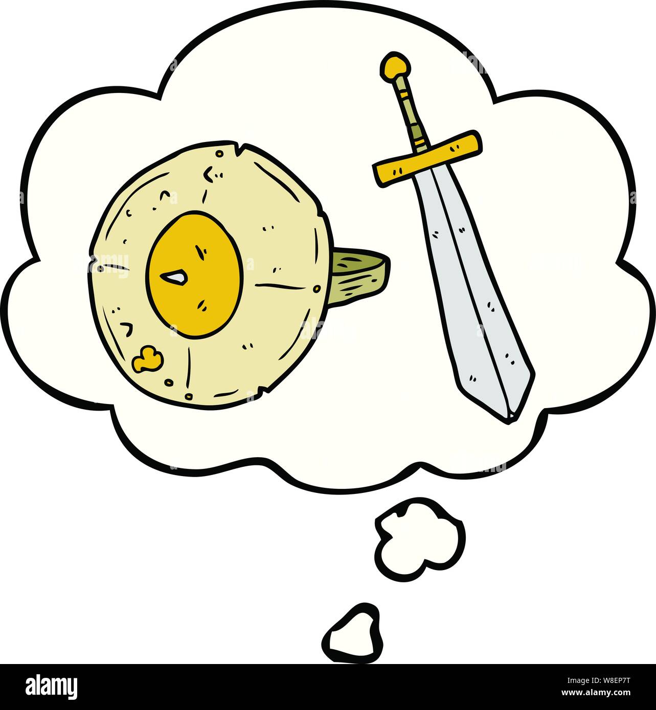 cartoon shield and sword with thought bubble Stock Vector Image & Art ...