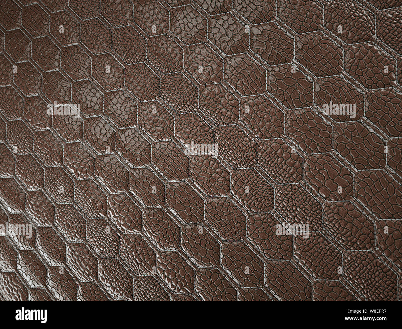 Alligator or crocodile brown Leather. hexagon or honeycomb stitched ...