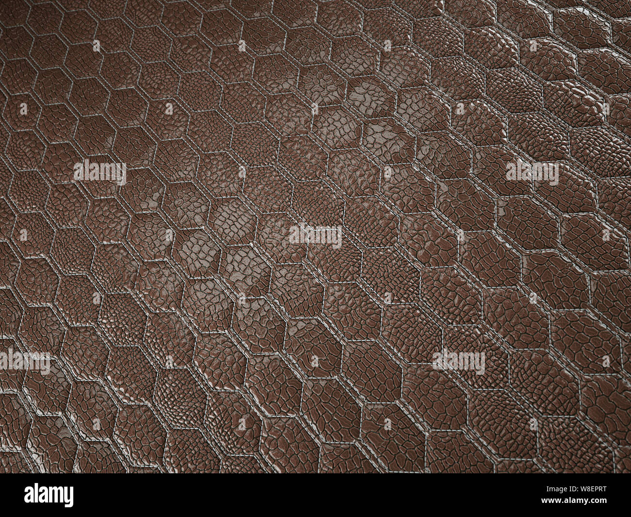 Alligator or crocodile brown Leather. hexagon or honeycomb stitched ...