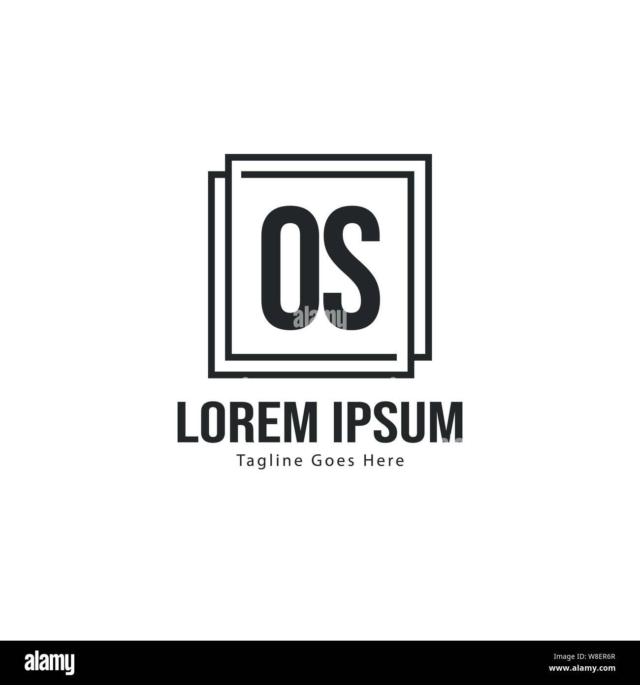 Initial OS logo template with modern frame. Minimalist OS letter logo ...