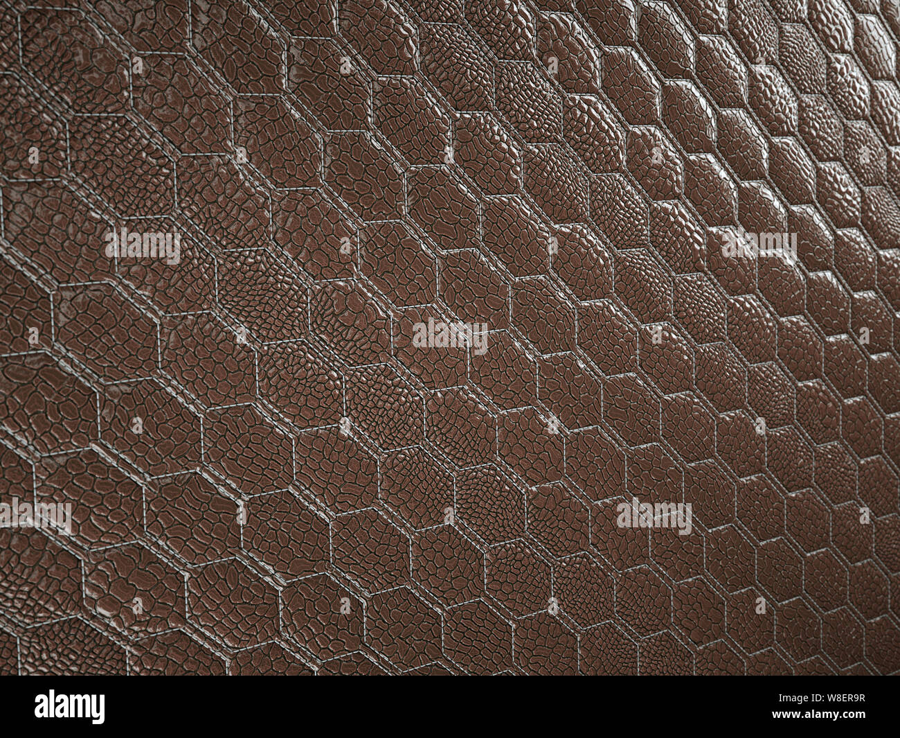Alligator or crocodile brown Leather. hexagon or honeycomb stitched ...