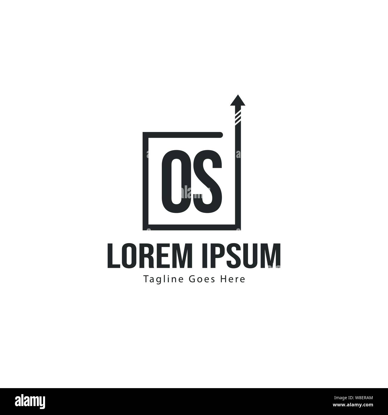 Initial OS logo template with modern frame. Minimalist OS letter logo ...