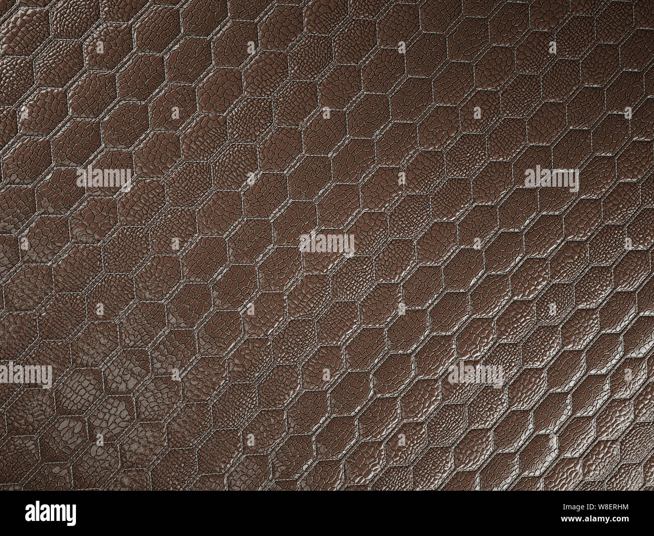 Alligator or crocodile brown Leather. hexagon or honeycomb stitched ...