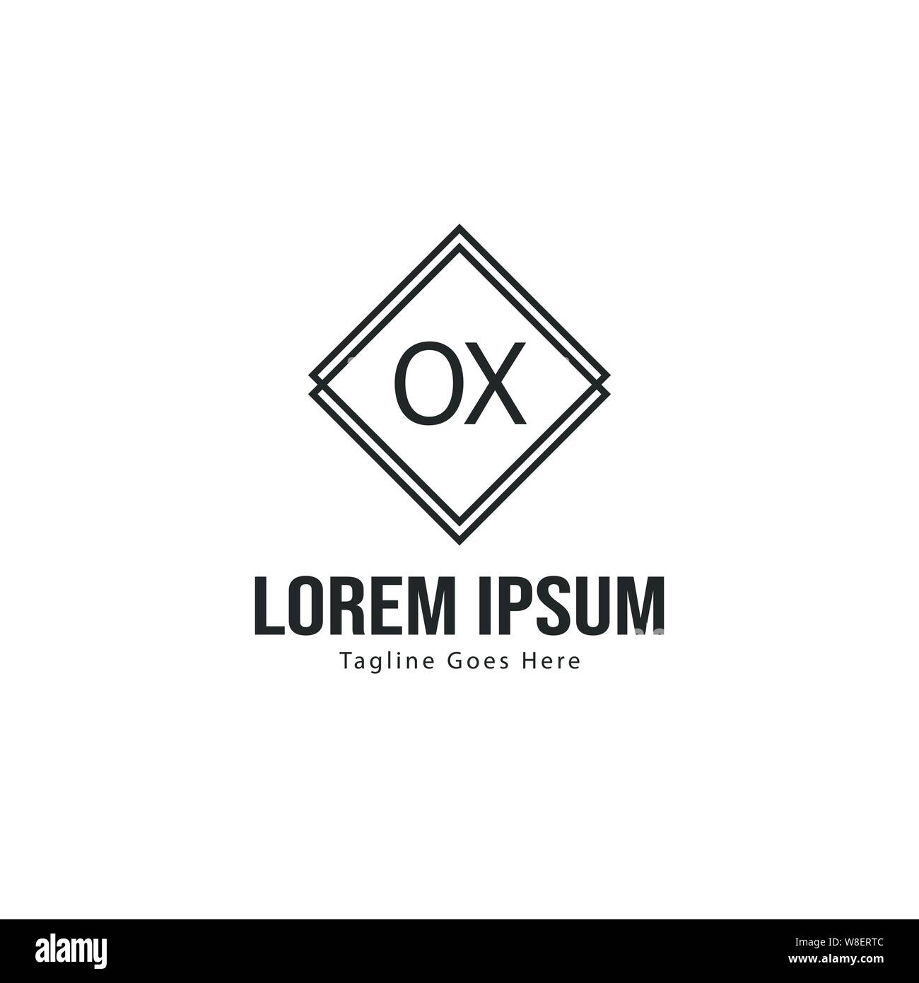 Initial OX logo template with modern frame. Minimalist OX letter logo ...