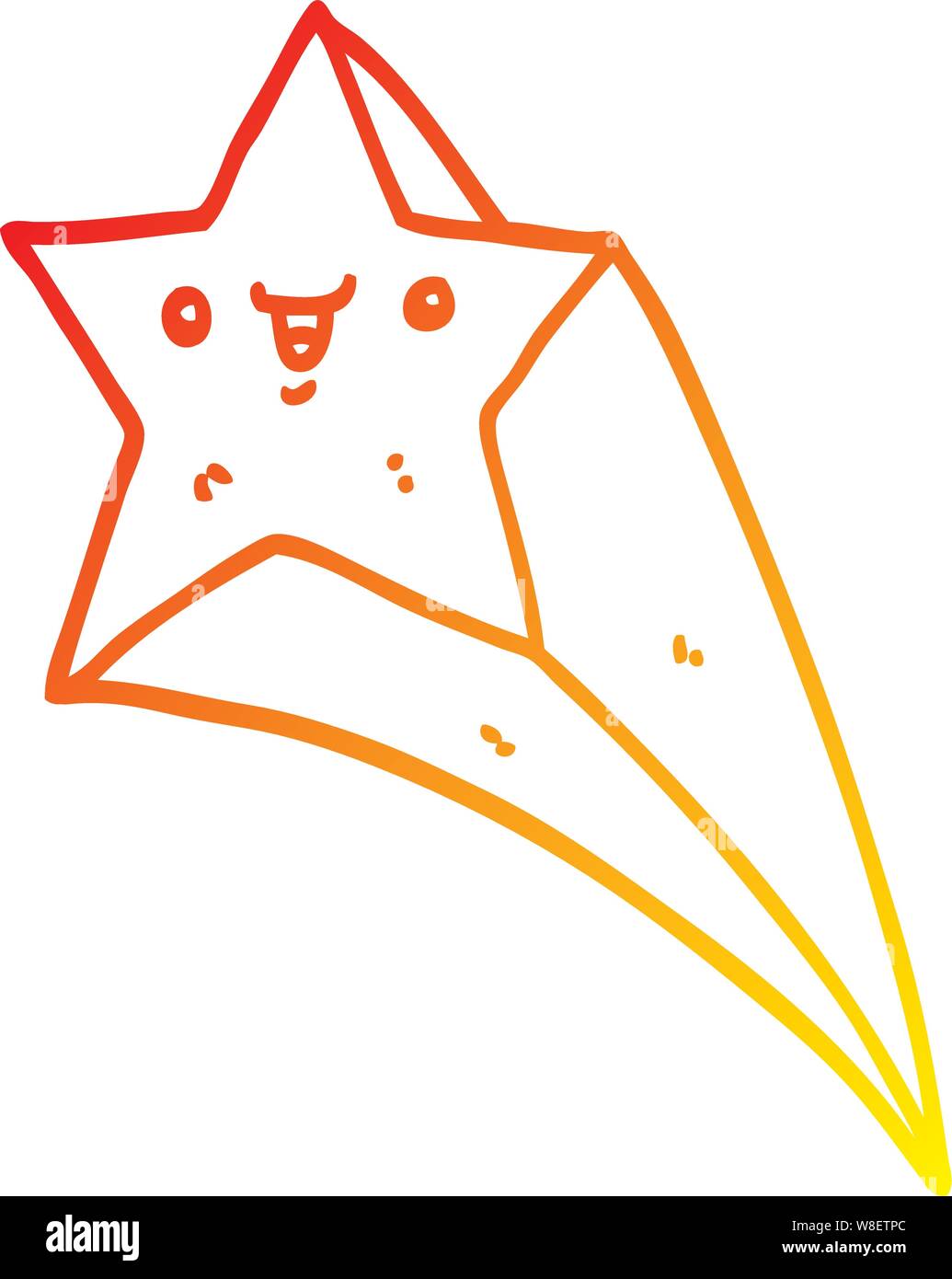 warm gradient line drawing of a cartoon shooting star Stock Vector ...