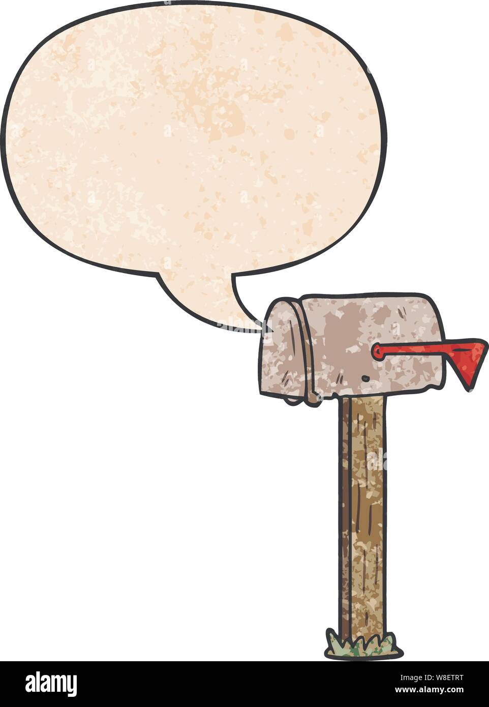 cartoon mailbox with speech bubble in retro texture style Stock Vector ...
