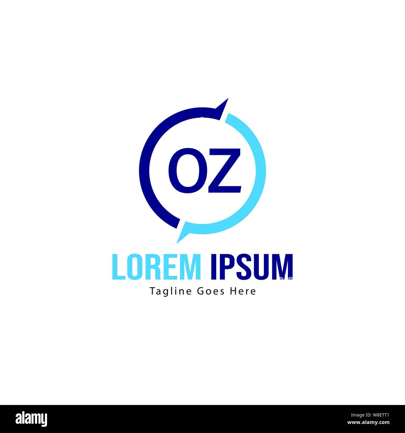 Initial OZ logo template with modern frame. Minimalist OZ letter logo ...