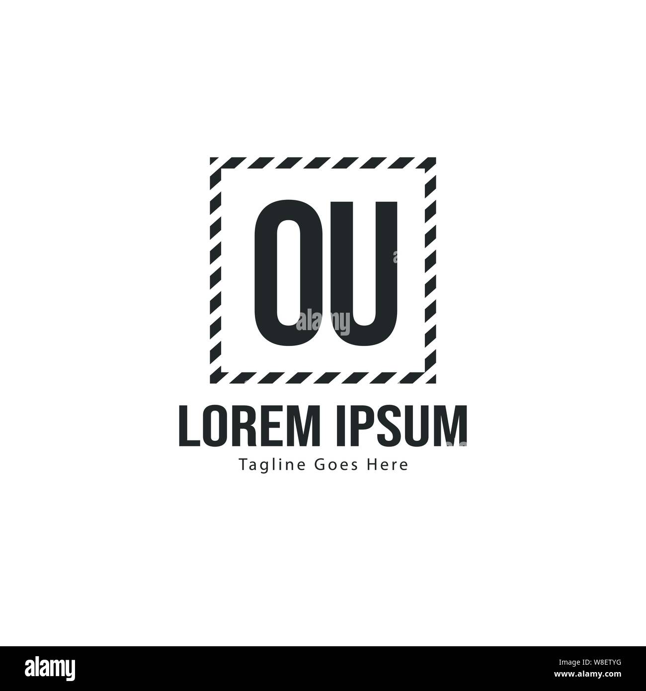 Initial OU logo template with modern frame. Minimalist OU letter logo ...