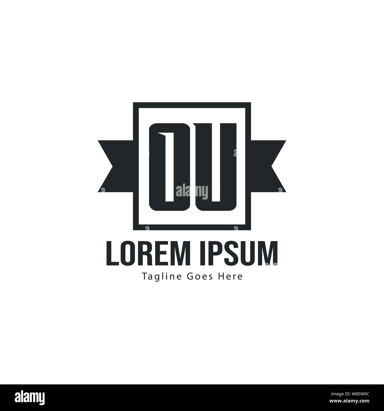 Initial OU logo template with modern frame. Minimalist OU letter logo ...
