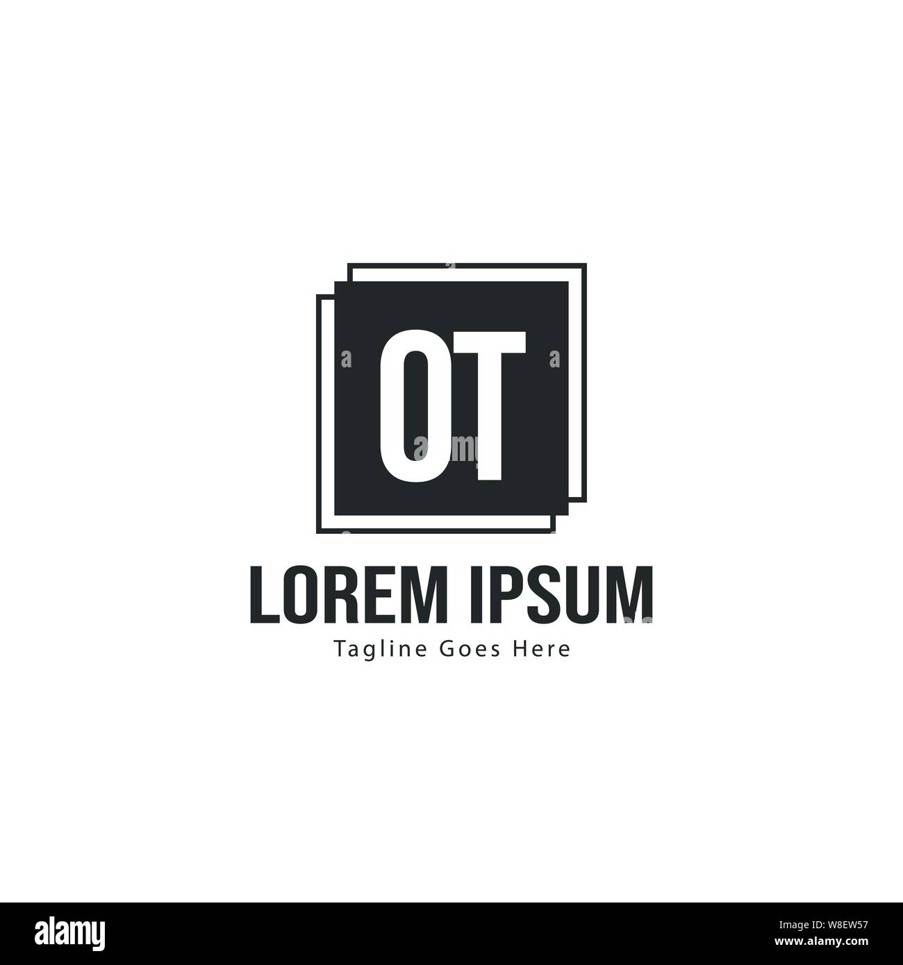 Initial OT logo template with modern frame. Minimalist OT letter logo ...