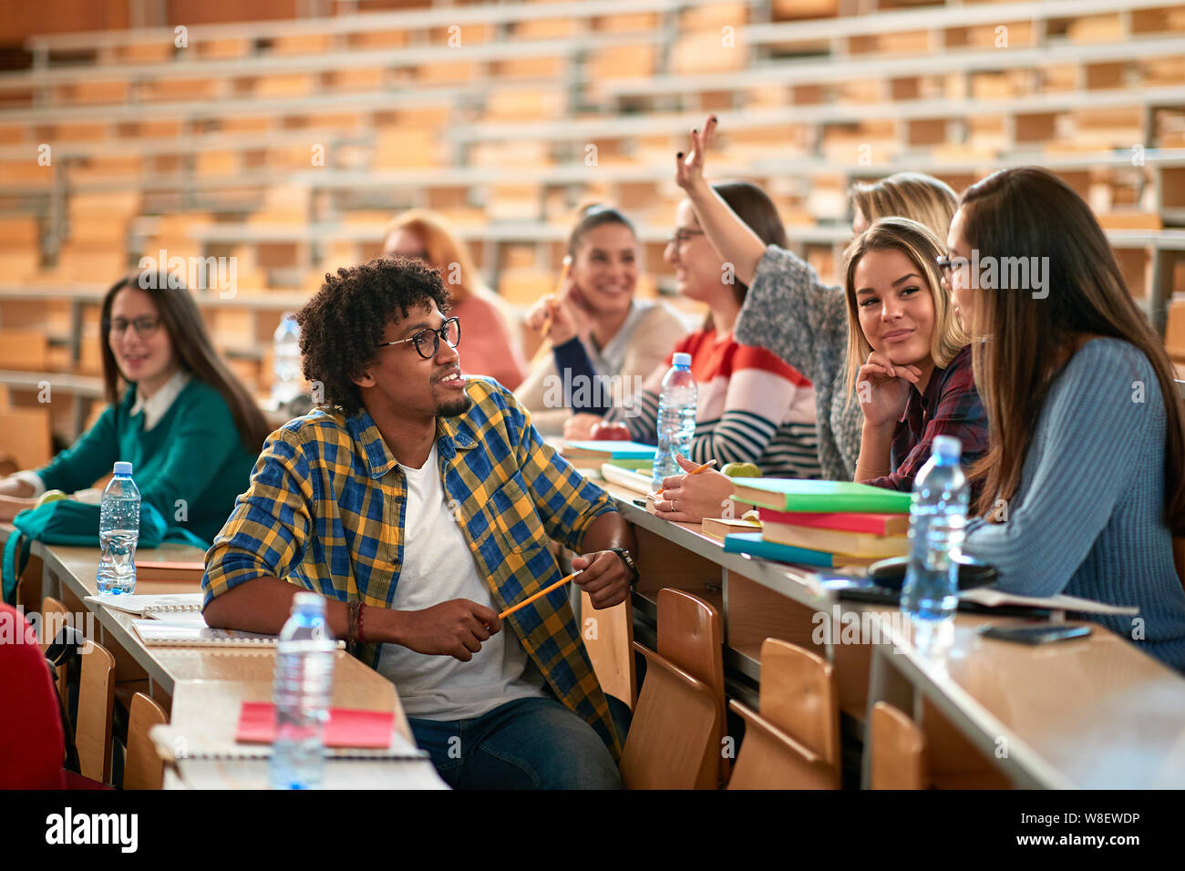 Diverse group of students studying in university Stock Photo - Alamy