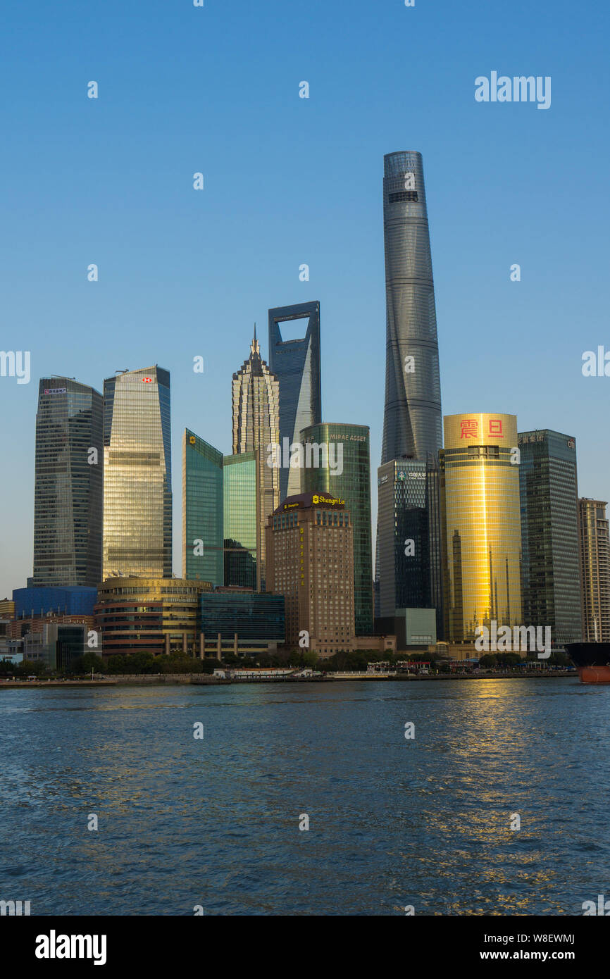 Skyline of the Lujiazui Financial District with the Shanghai Tower ...