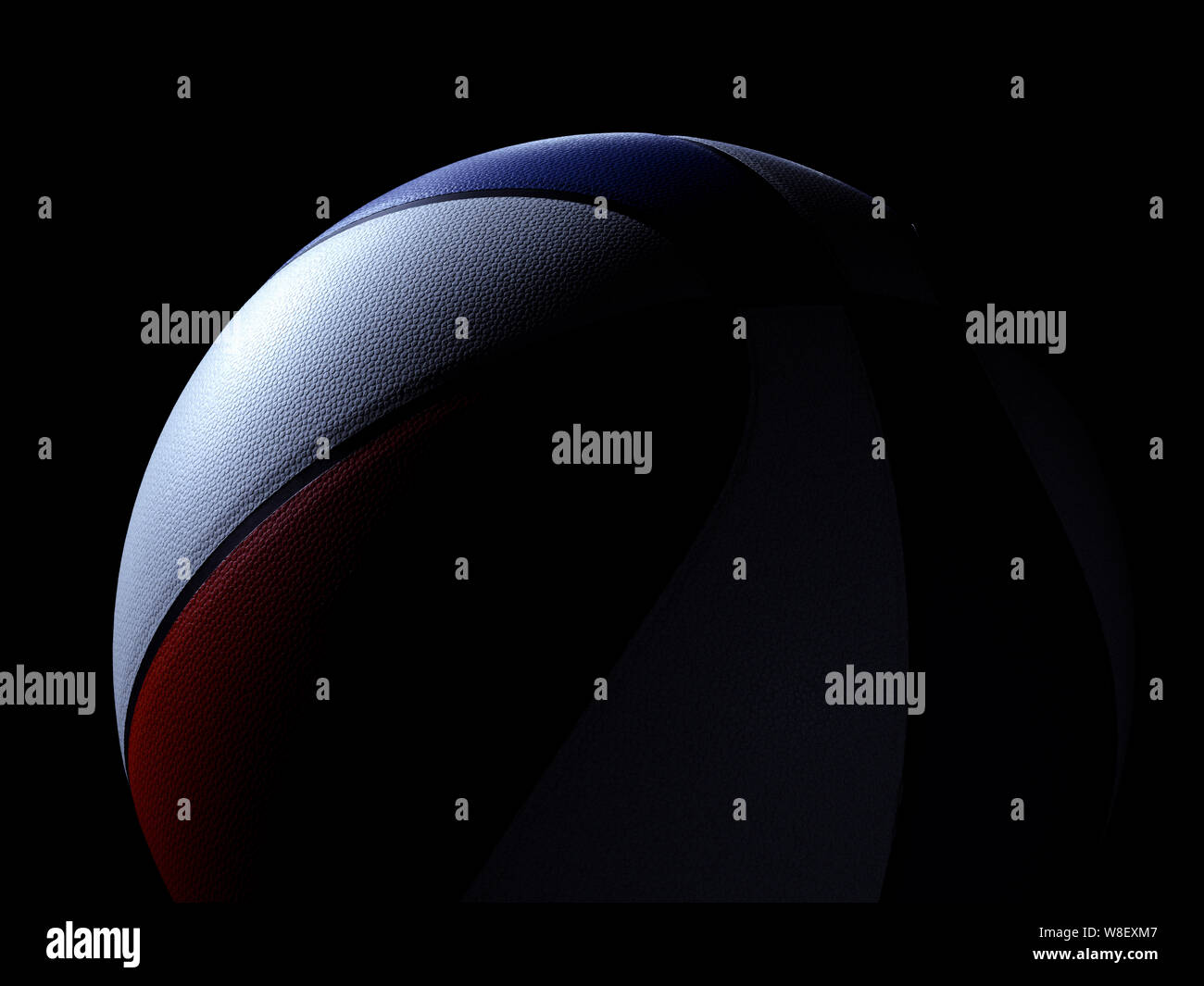 Front view on red white and blue colored single basketball sitting on ...