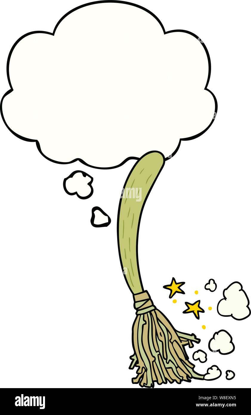 cartoon magic broom with thought bubble Stock Vector Image & Art - Alamy