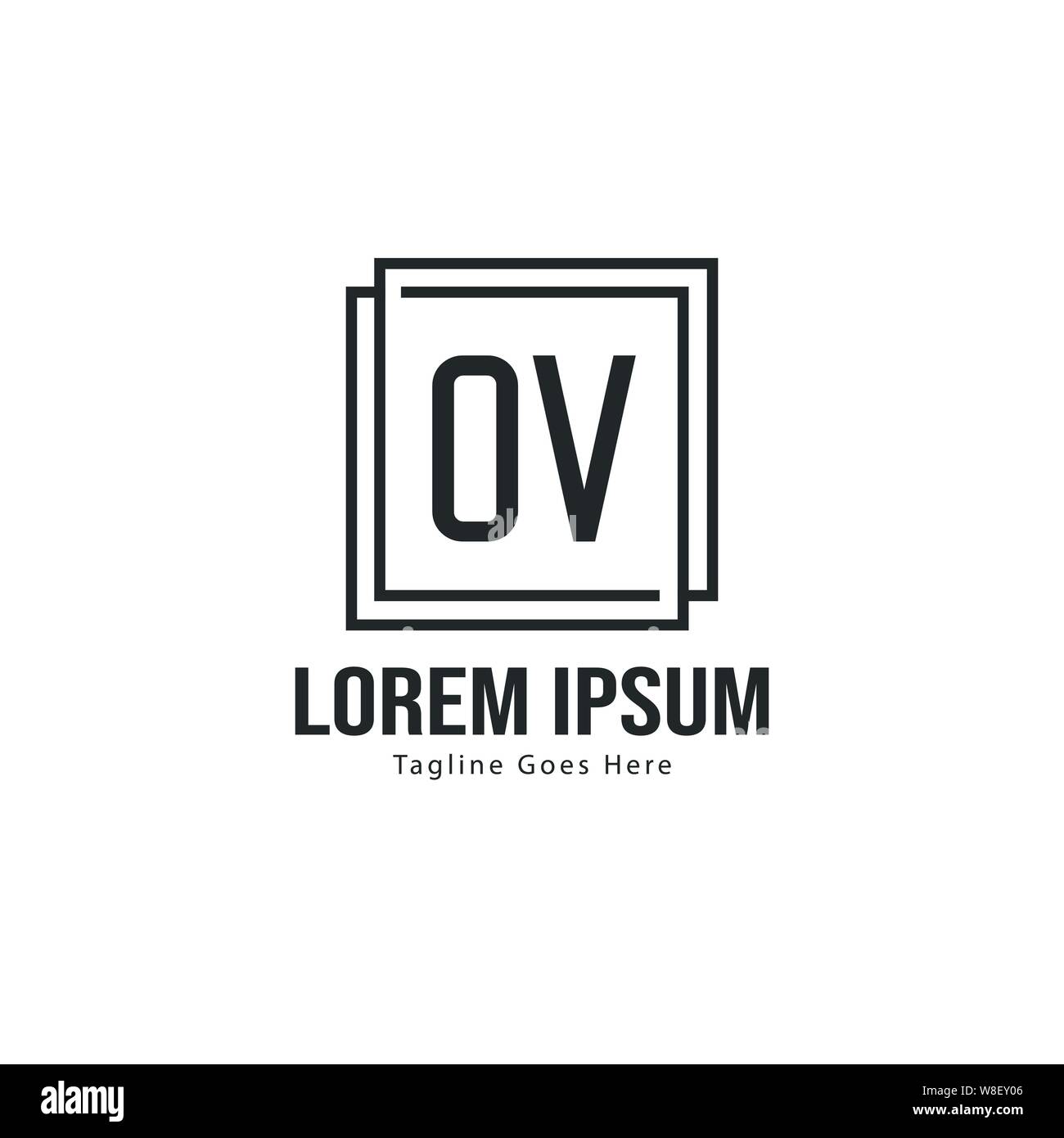 Initial OV logo template with modern frame. Minimalist OV letter logo ...