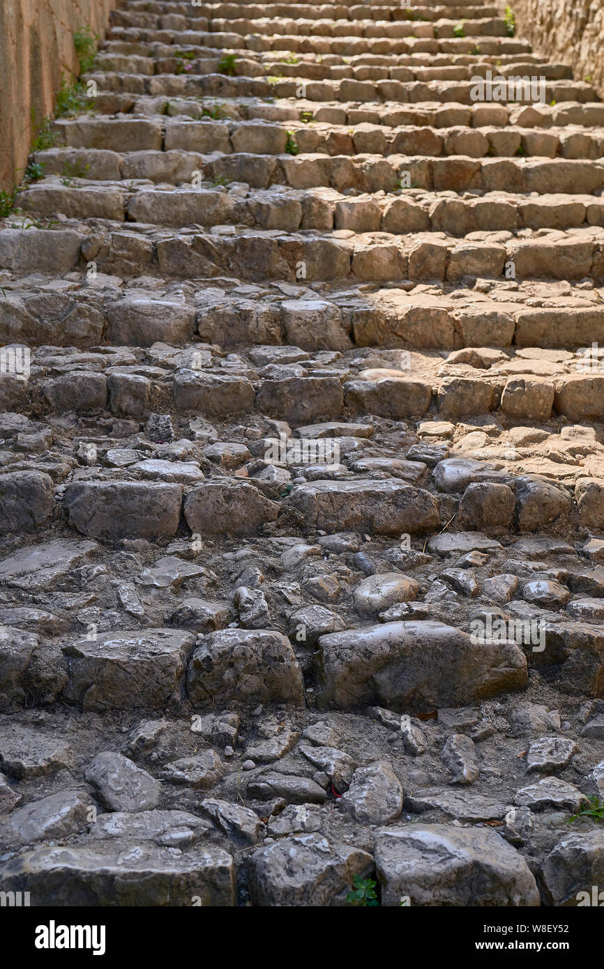 Stairs made of stones in a medieval city Stock Photo - Alamy