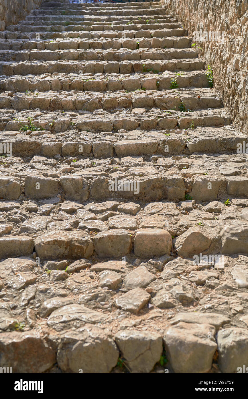 Stairs made of stones in a medieval city Stock Photo - Alamy