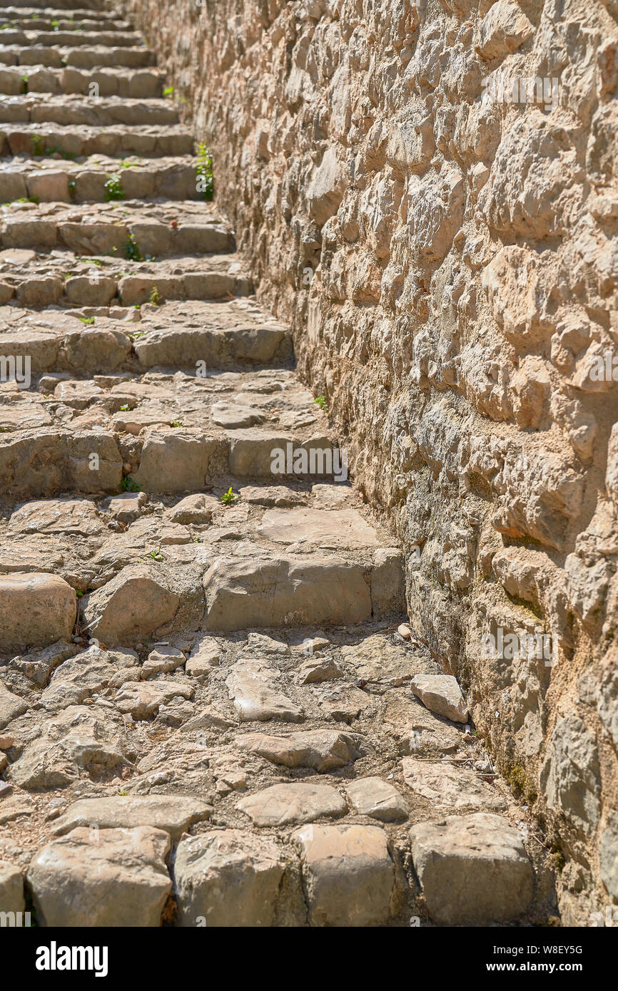 Stairs made of stones in a medieval city Stock Photo - Alamy