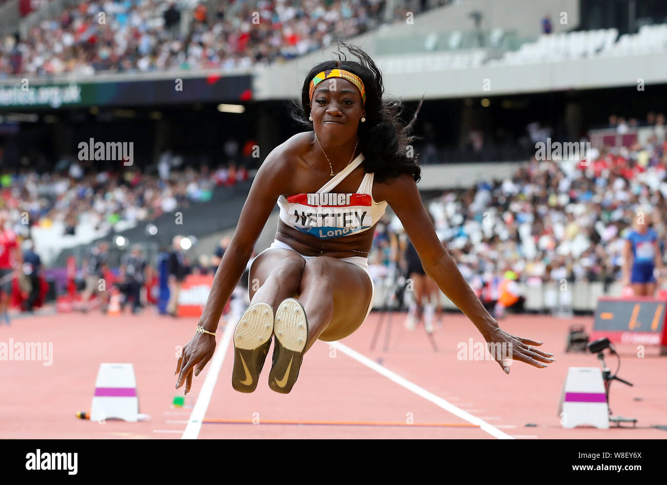 Canada's Christabel Nettey competes in the Women's Long Jump during day ...
