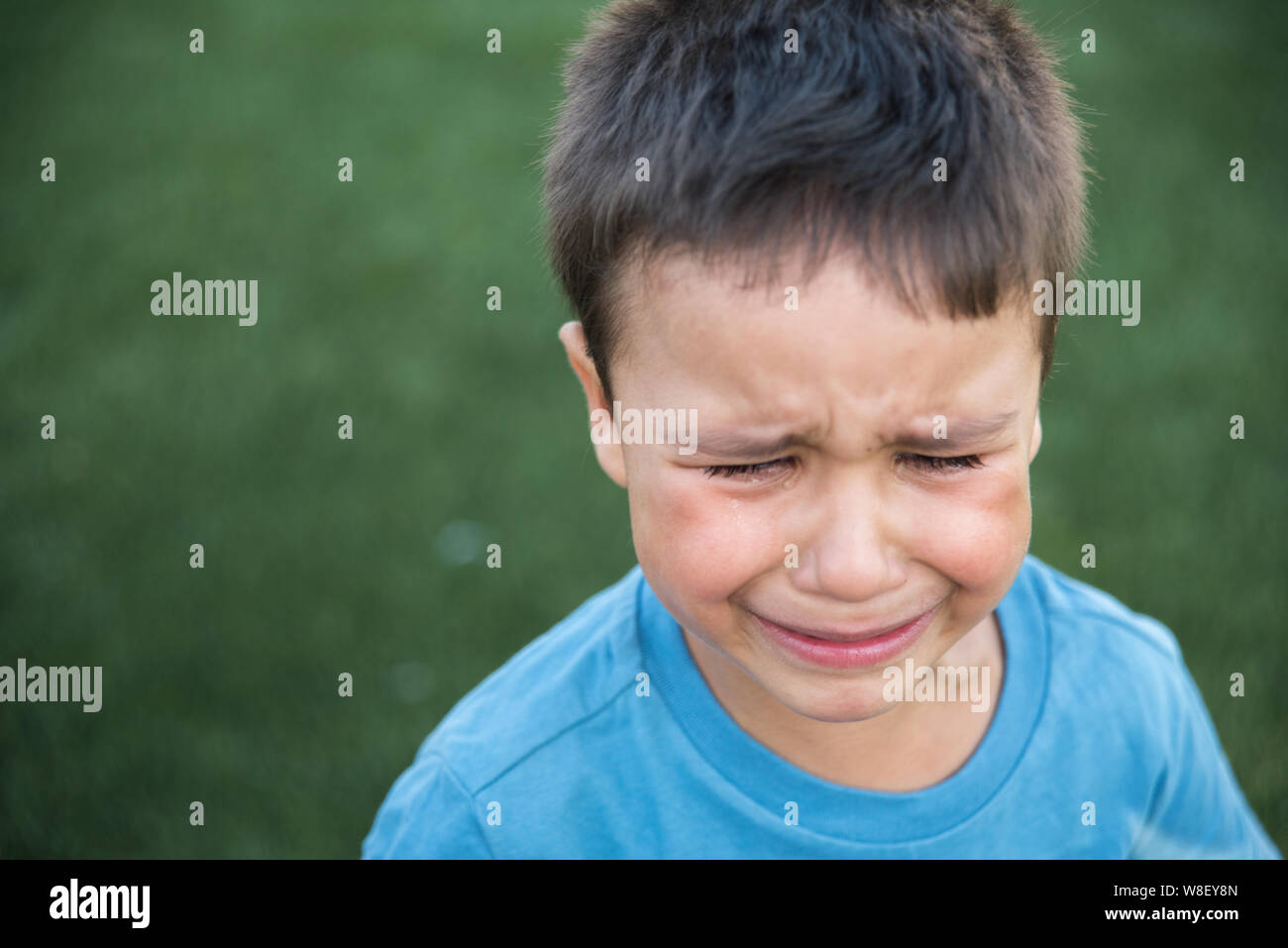 frustrated kid. Crying baby. Closeup portrait stressed sad boy Stock ...