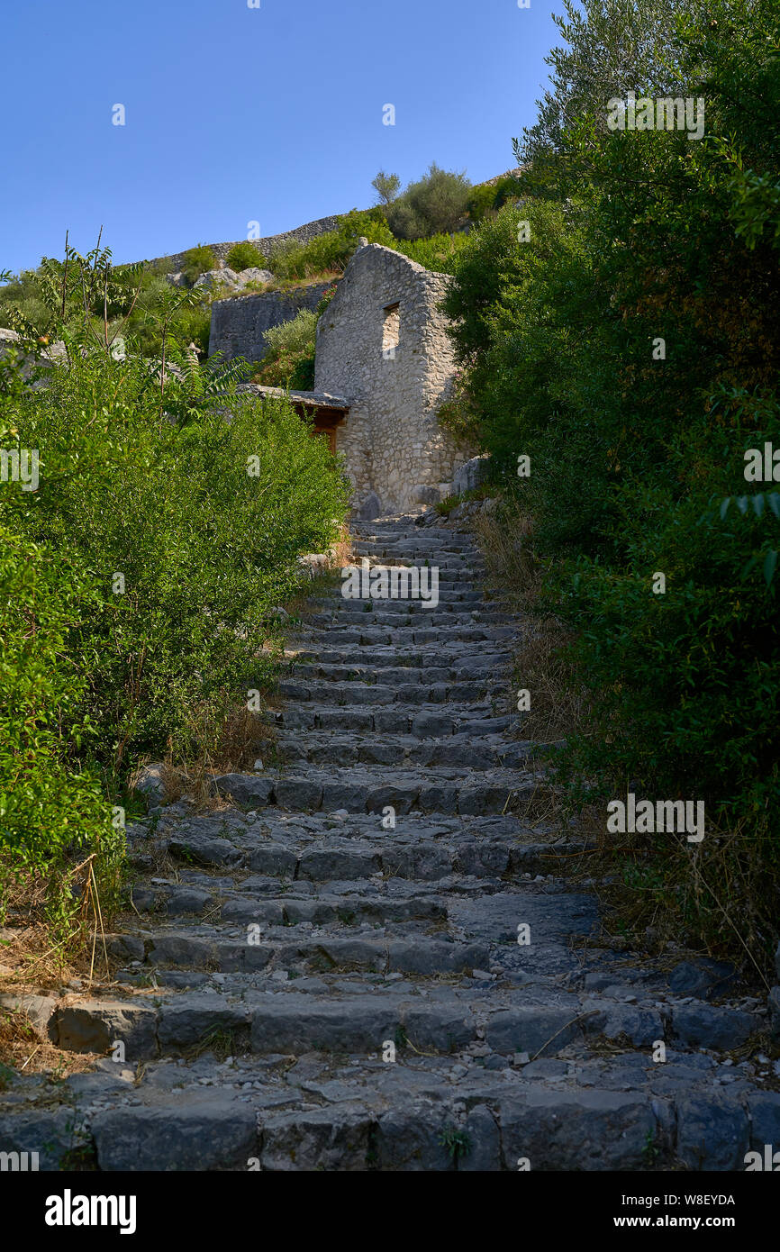 Stairs made of stones in a medieval city Stock Photo - Alamy