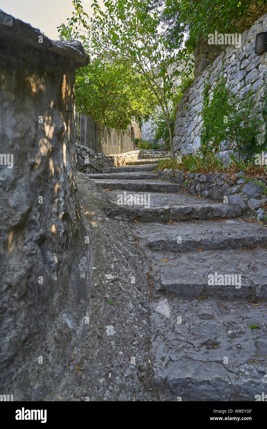 Stairs made of stones in a medieval city Stock Photo - Alamy